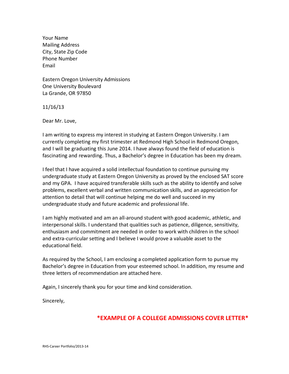 How To Write An Application Letter For